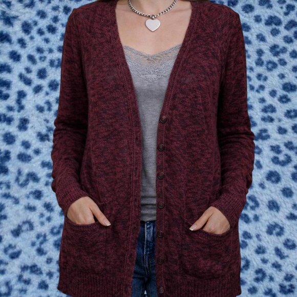 Mudd | Sweaters | Mudd Clothing Womens Red And Burgundy Cardigan | Poshmark